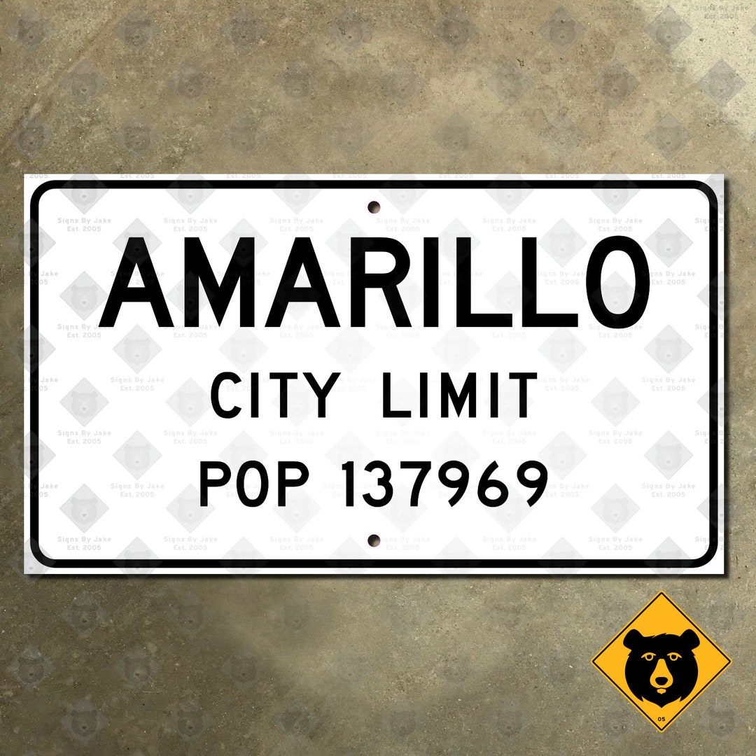 Texas Amarillo City Limit 1956 Road Sign Llano Estacado US 66 Panhandle ...