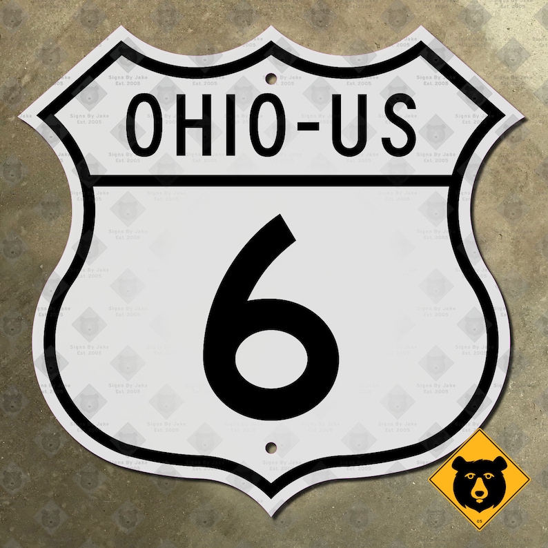 Ohio US Route 6 Highway Marker Road Sign 1948 Cleveland Grand Army ...