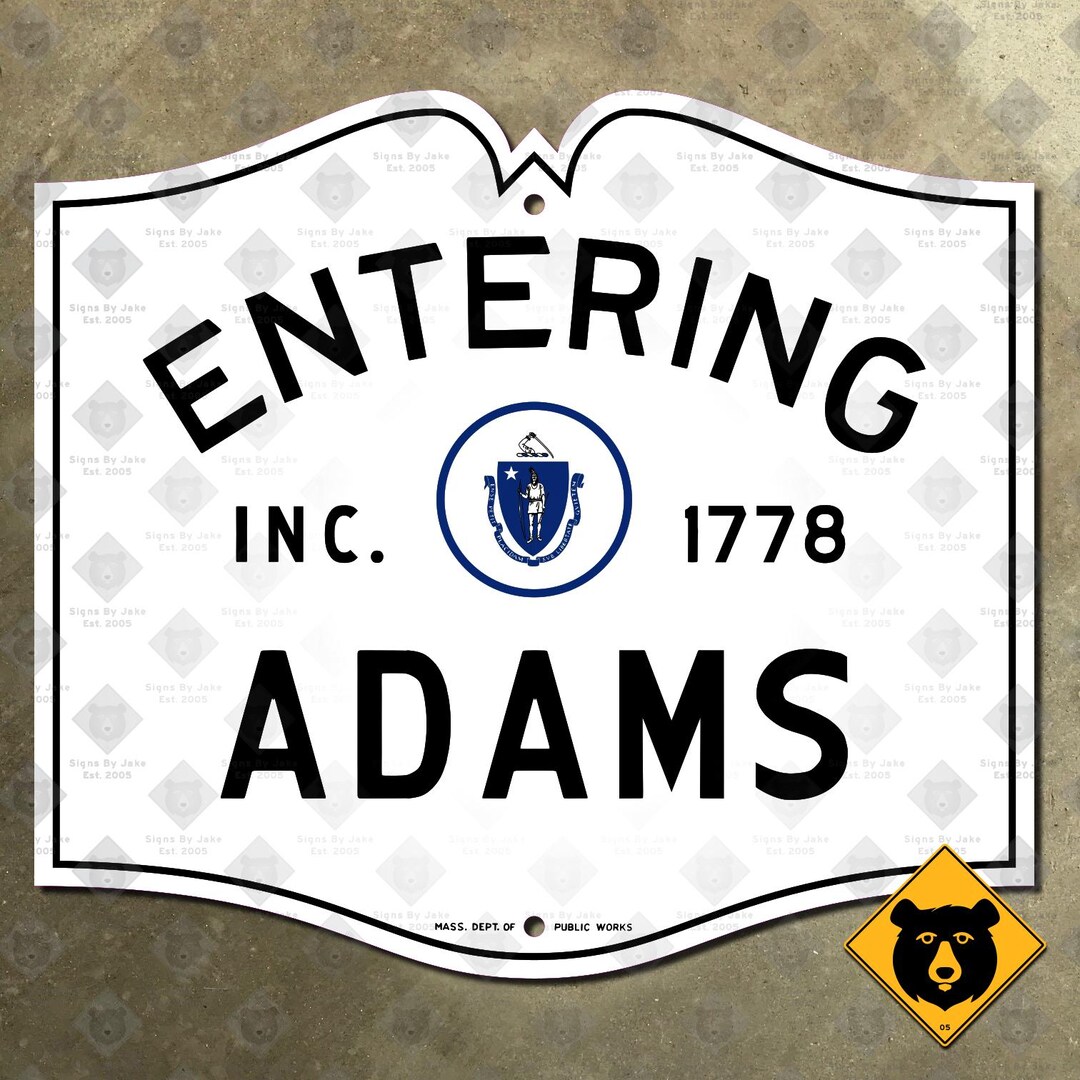 Entering Adams Massachusetts City Limit Highway Marker Road Sign 1950 ...