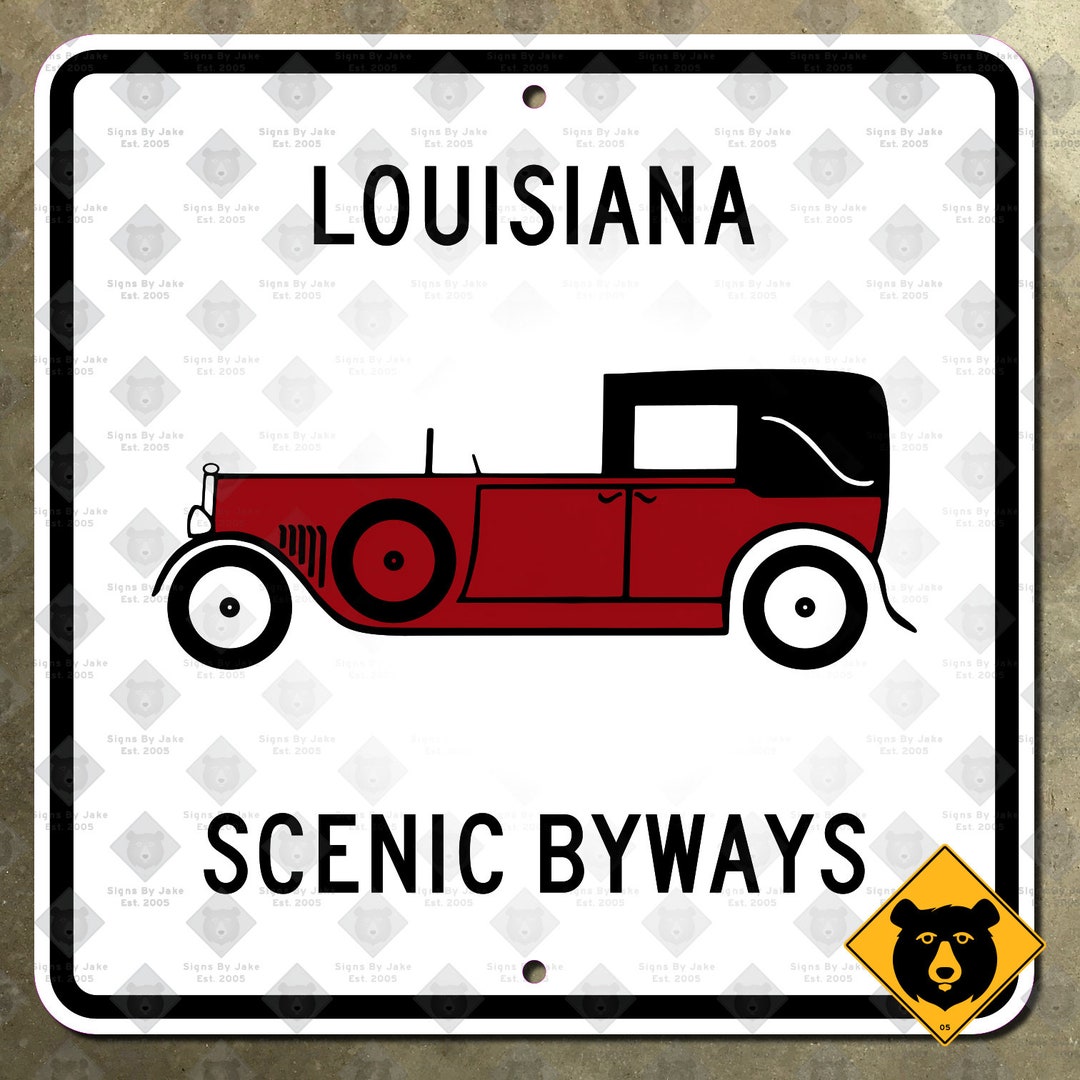 Louisiana Scenic Byways Classic Car Highway Marker 1993 Road Guide Sign ...