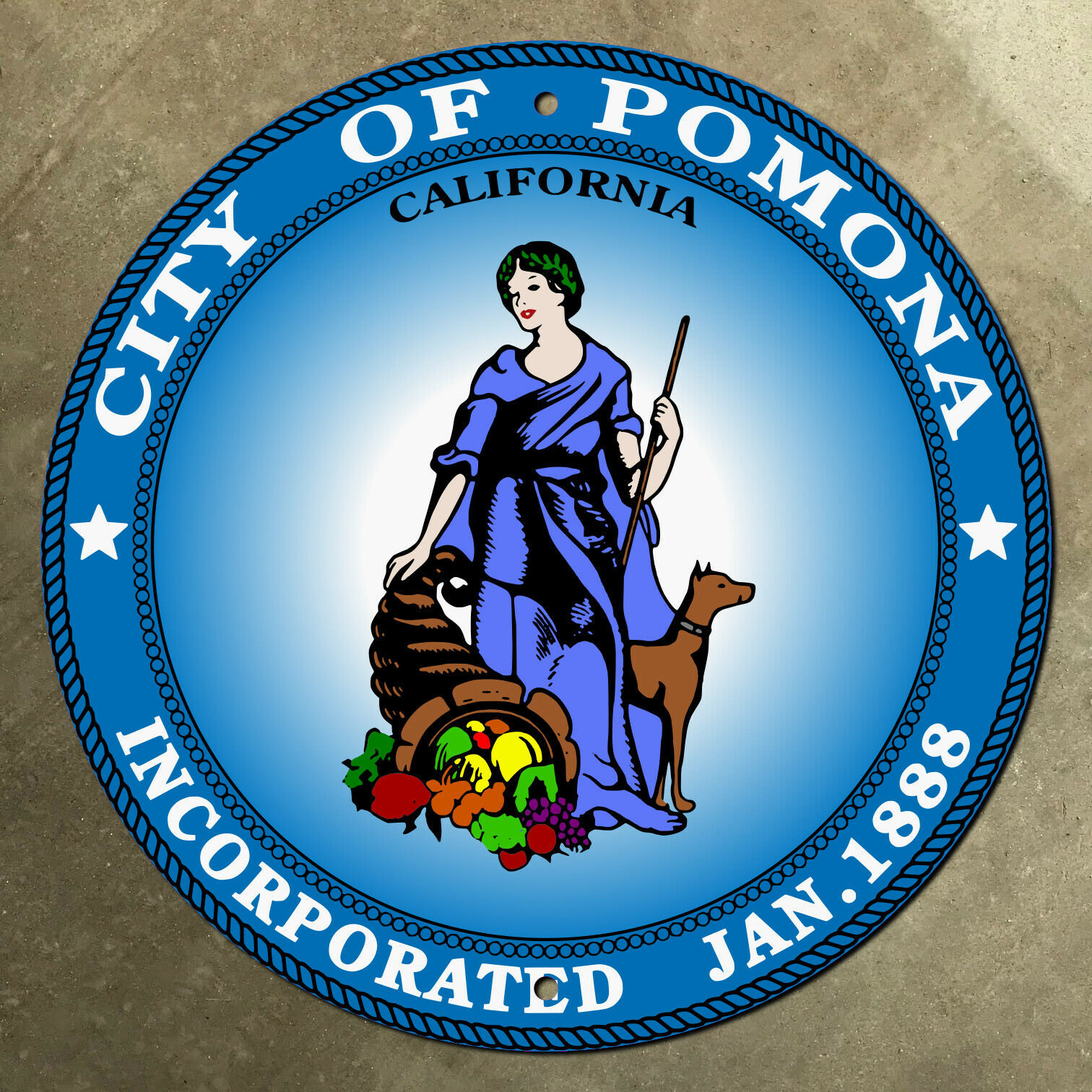 Pomona California City Limit Highway Road Sign With City Seal Graphic ...