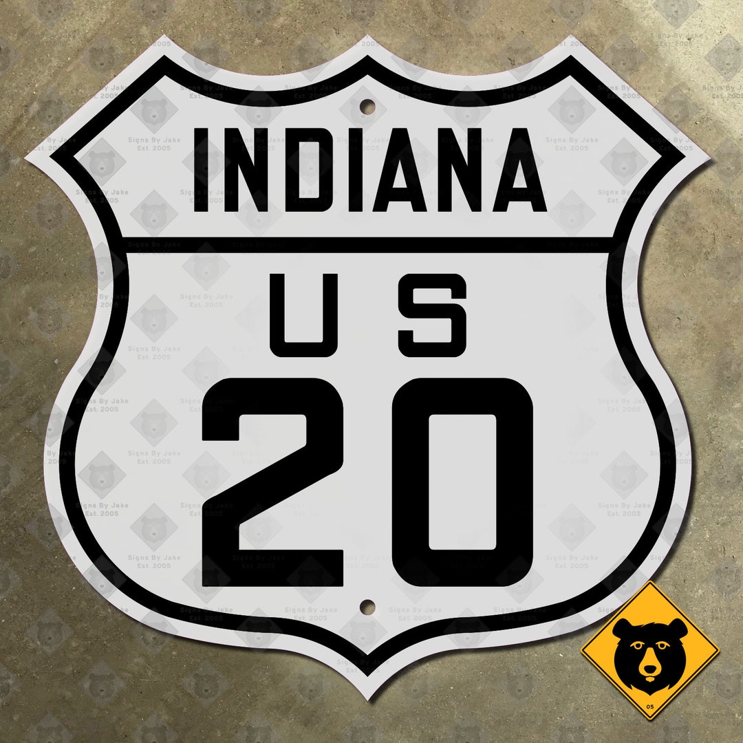 Indiana US Route 20 Highway Marker Road Sign Shield South Bend - Etsy
