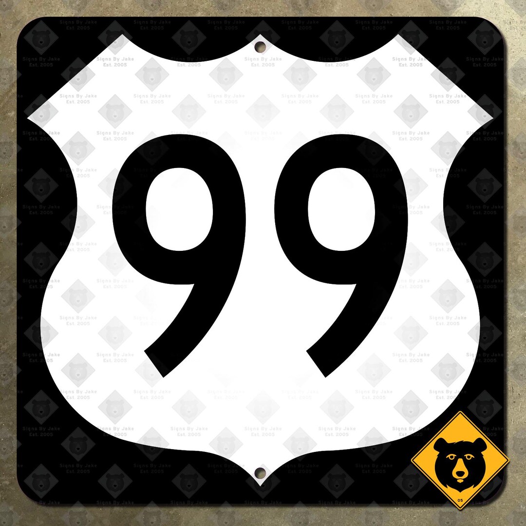 US Route 99 Highway Marker Road Sign Portland Oregon Seattle Washington ...