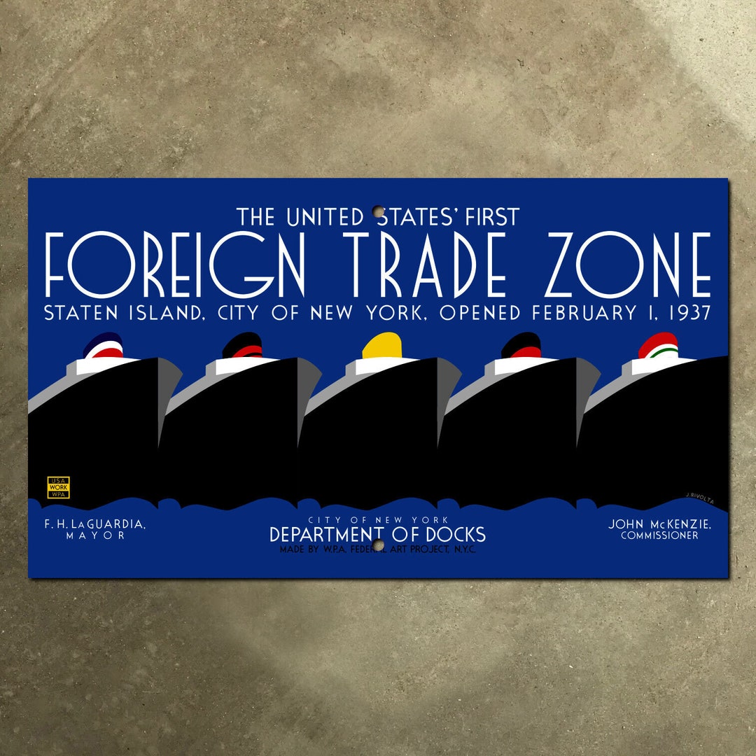 New York City Foreign Trade Zone Highway Road Sign 1937 WPA New Deal - Etsy