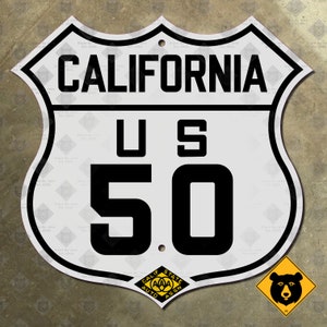 California CSAA US Route 50 Highway Road Sign Auto Club Lincoln San ...
