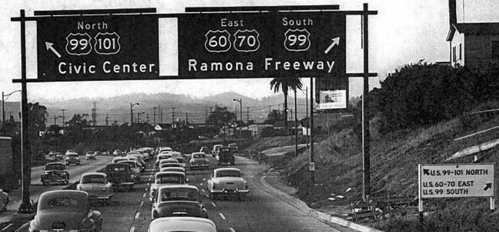 Los Angeles California Ramona Freeway US 60 70 99 Highway Road Sign ...