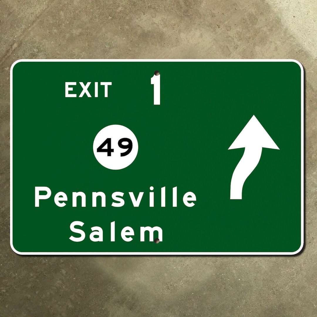 New Jersey Highway Marker Road Sign Exit 1 Pennsville Salem Turnpike ...