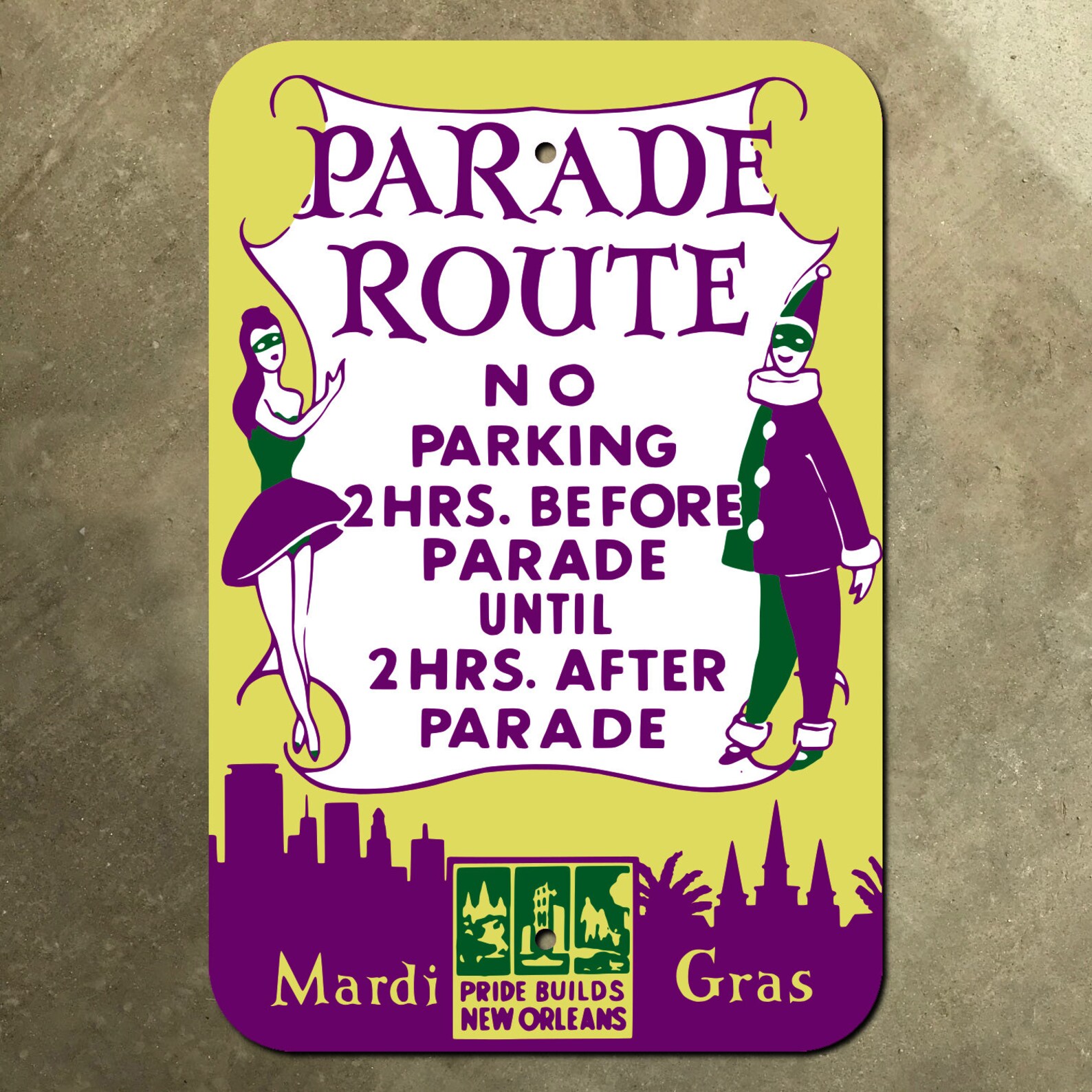 New Orleans Louisiana Mardi Gras Parade Route Highway Marker Road Sign ...