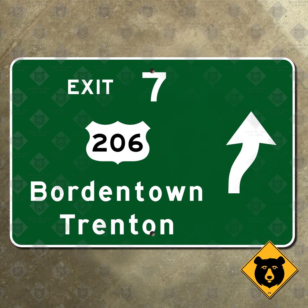 New Jersey Highway Marker Road Sign Exit 7 Trenton Arrow Turnpike 1961 ...