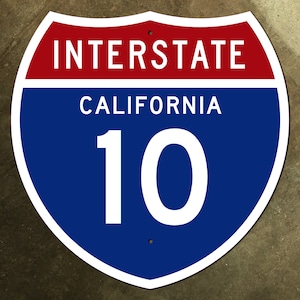 California Interstate Route 10 Highway Marker Road Sign Los Angeles ...