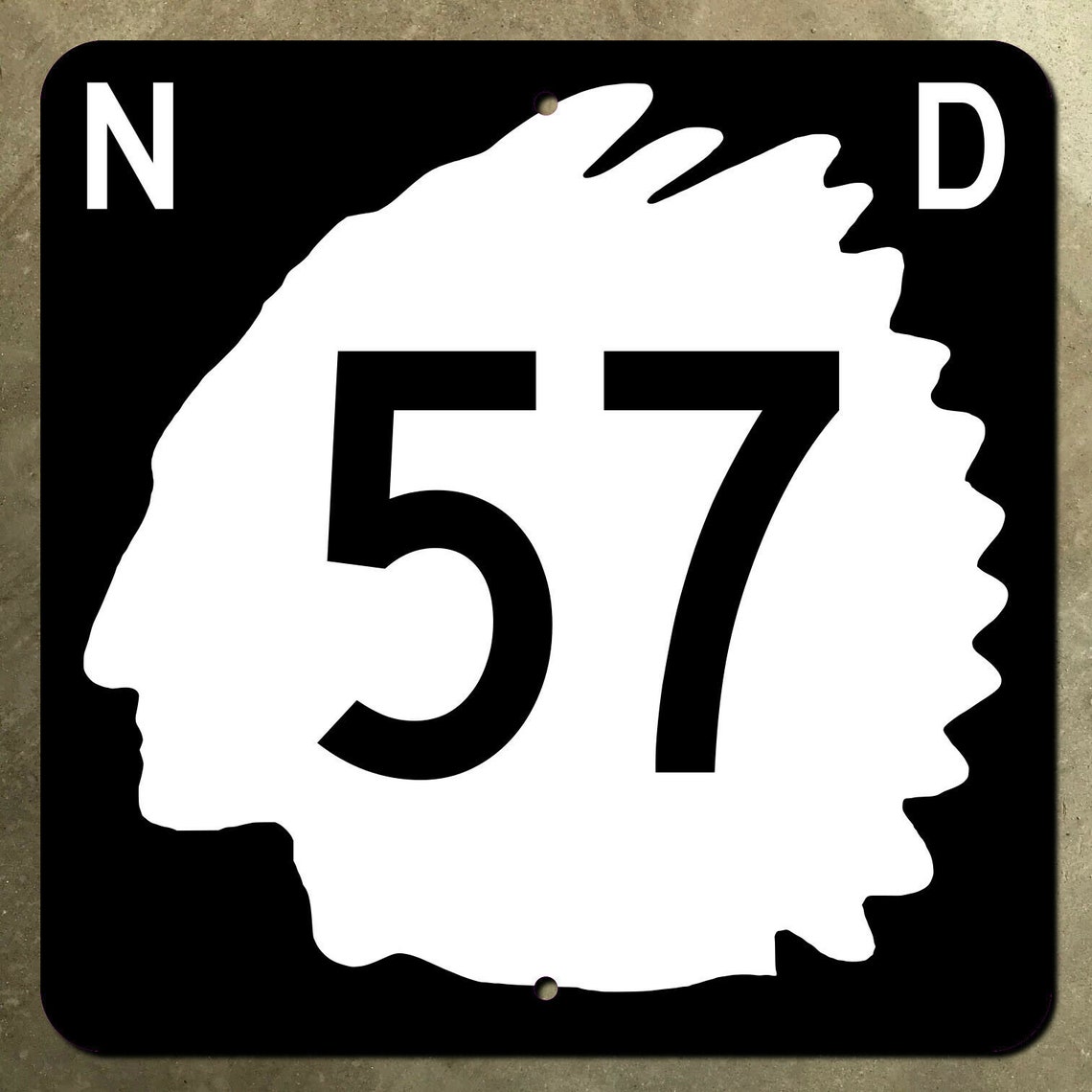 North Dakota Route 57 Highway Marker Road Sign Shield 1961 Chief - Etsy