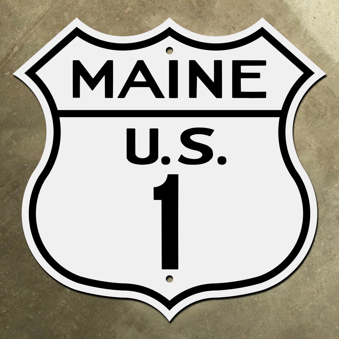 Maine US Route 1 Highway Marker Road Sign Atlantic Coast Portland Fort ...