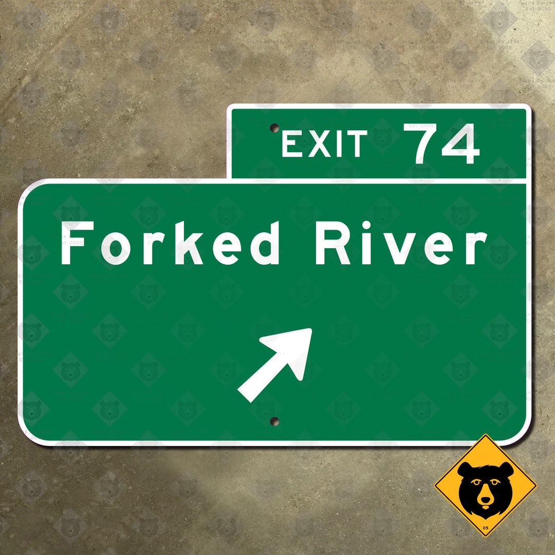 New Jersey Parkway Exit 74 Forked River US 9 Highway Road Sign Garden ...