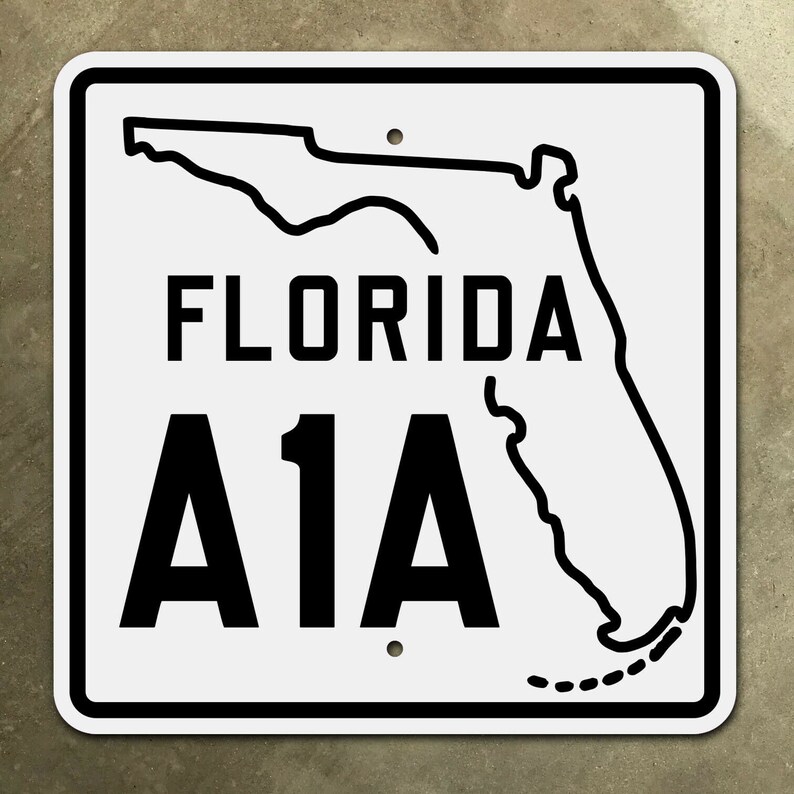 Florida State Route A1A Highway Marker Road Sign Miami Beach - Etsy