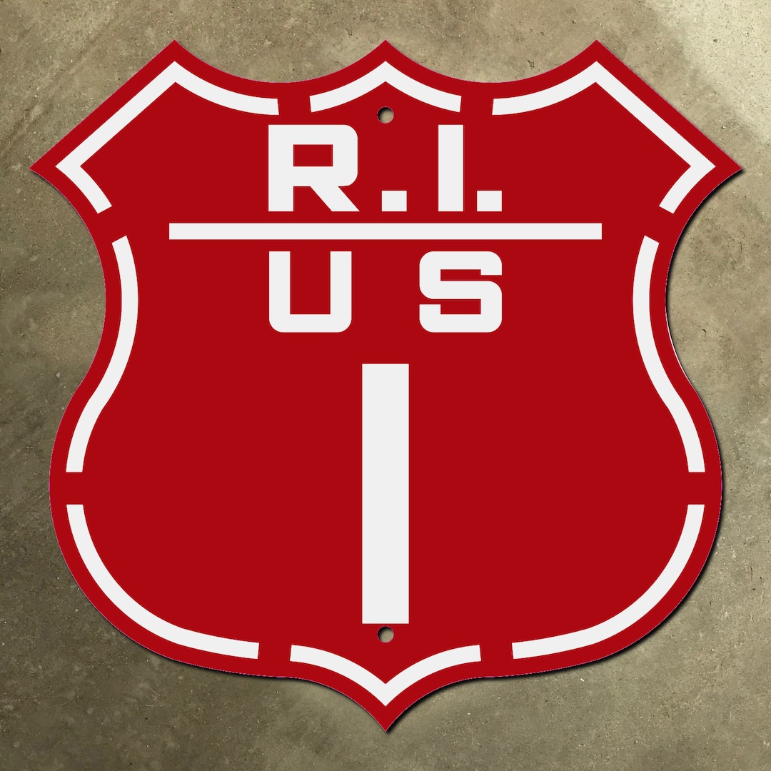 Rhode Island US Route 1 Highway Marker Road Sign Shield 1946 Red ...