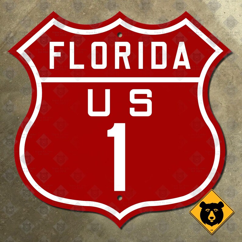 Florida US Route 1 Highway Marker Road Sign Key West Overseas Highway ...