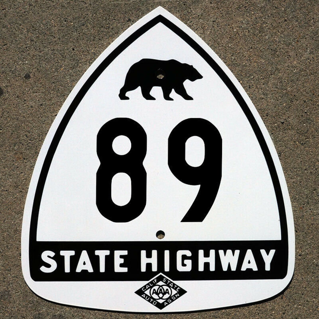 California CSAA Bear Route 89 Highway Road Sign Auto Club AAA Lassen ...