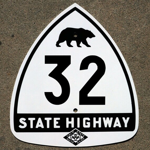 California CSAA Bear Route 32 Highway Road Sign Auto Club AAA - Etsy