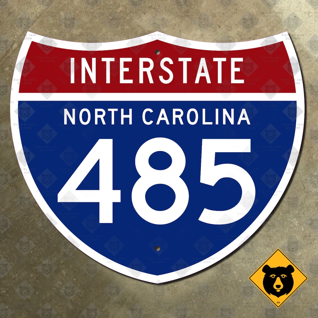 North Carolina Interstate 485 Route Marker Road Sign 1961 Charlotte ...