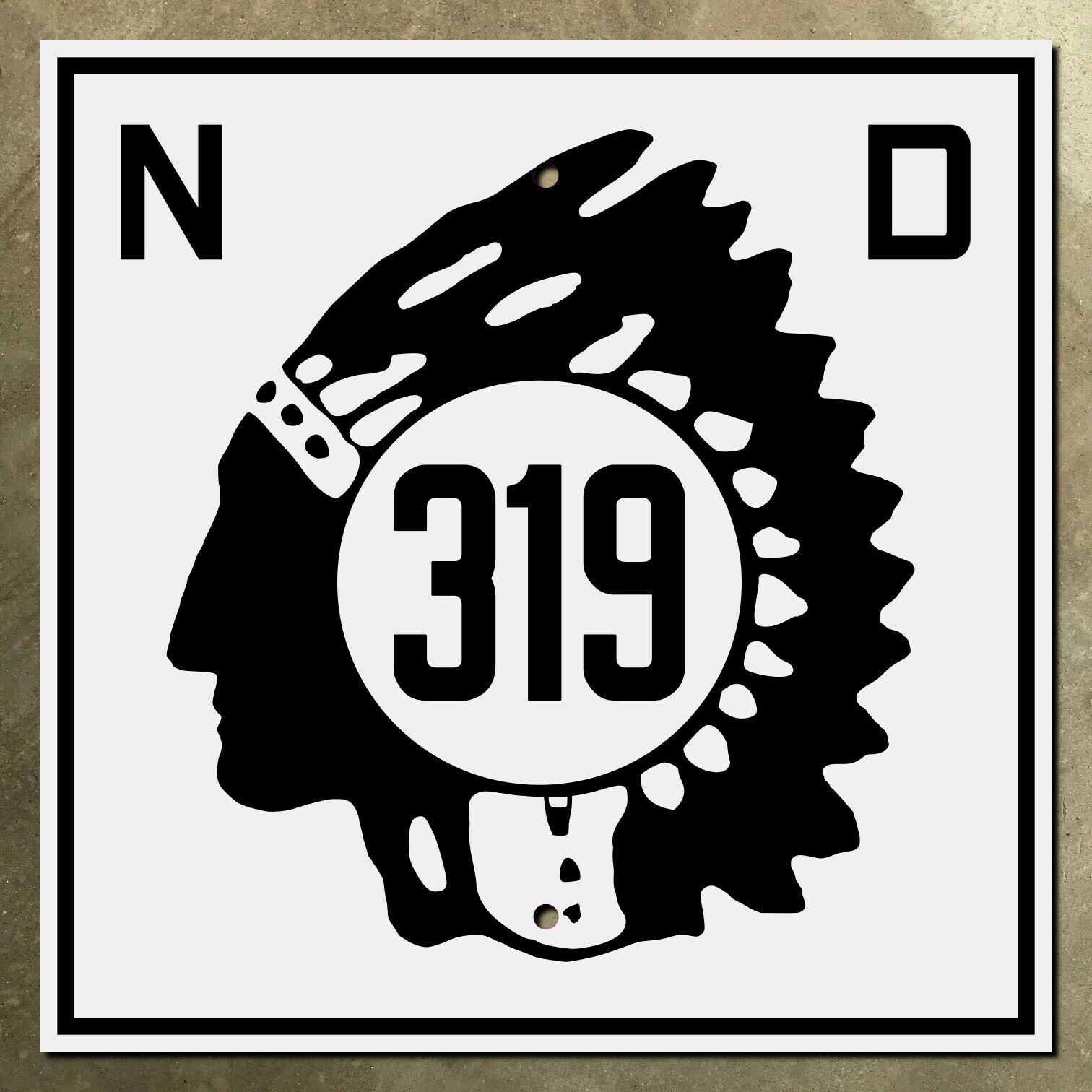 North Dakota Route 319 Highway Marker Road Sign 1931 Native American ...