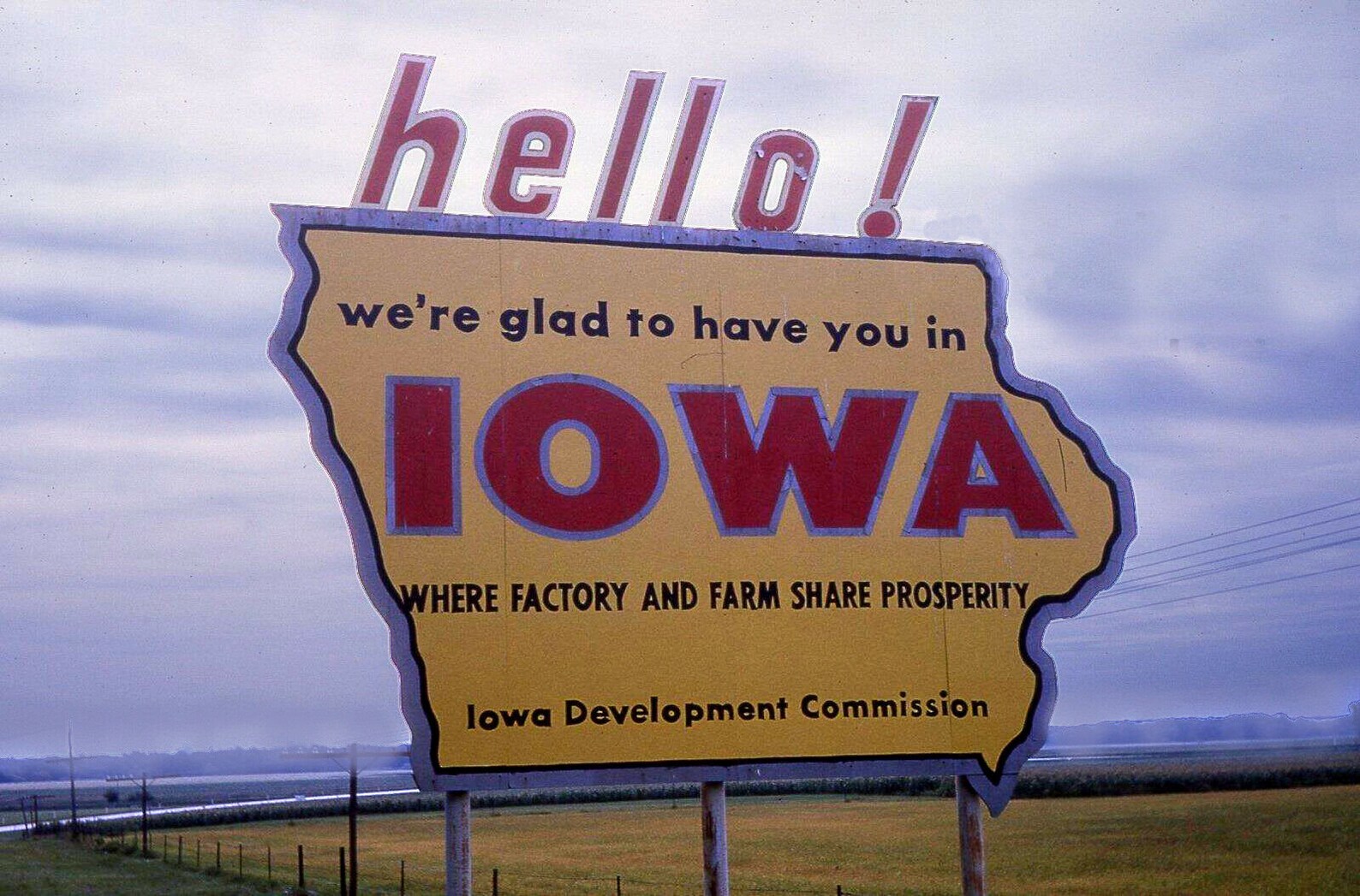 Iowa State Line Highway Marker Road Sign 1963 Hello Map Prosperity - Etsy