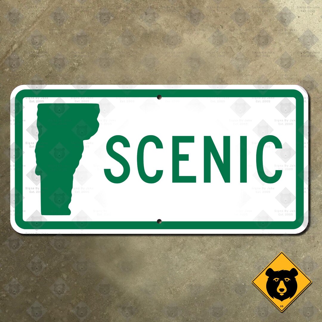 Vermont SCENIC Highway Marker Road Sign Banner 1993 Green - Etsy