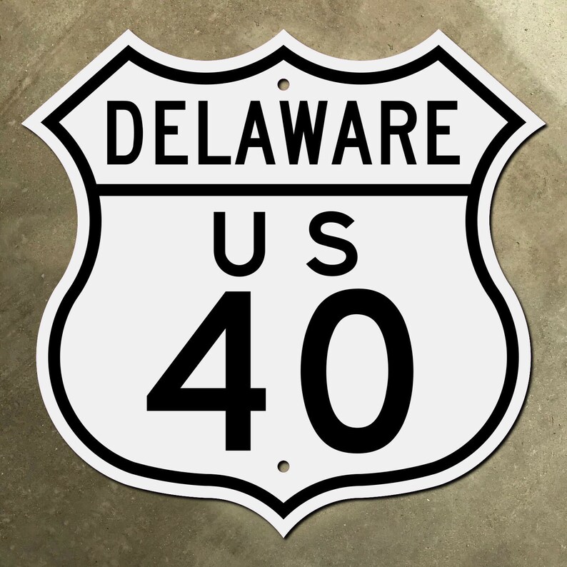 Delaware US Route 40 Highway Marker Road Sign Shield Wilmington 1948 - Etsy