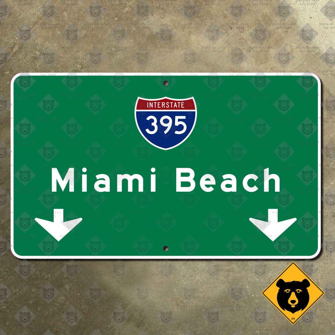 Florida Miami Beach Interstate 395 Overhead Guide Sign Road Marker - Etsy