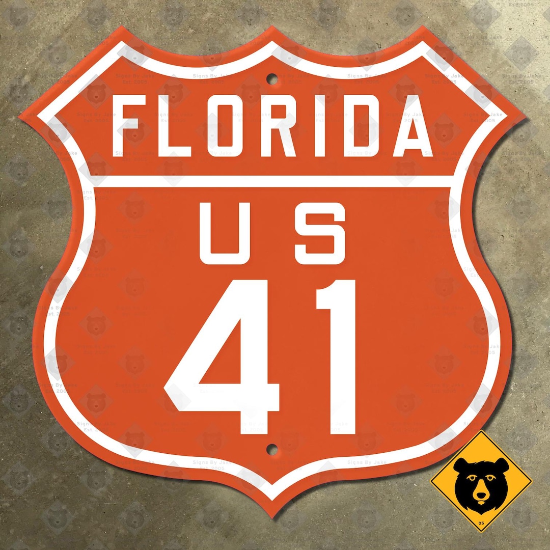 Florida US Route 41 Highway Marker Road Sign Tamiami Trail Tampa Naples ...