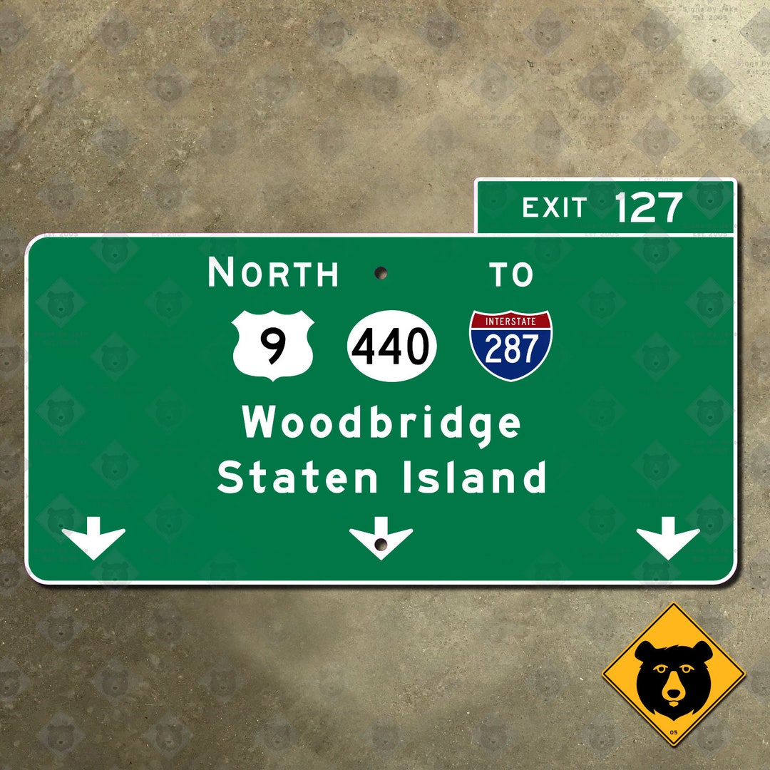 New Jersey State Route 440 US 9 Parkway Exit 127 Woodbridge Sign Garden ...