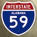 Alabama Interstate Route 59 Highway Marker Road Sign 1957 Birmingham - Etsy
