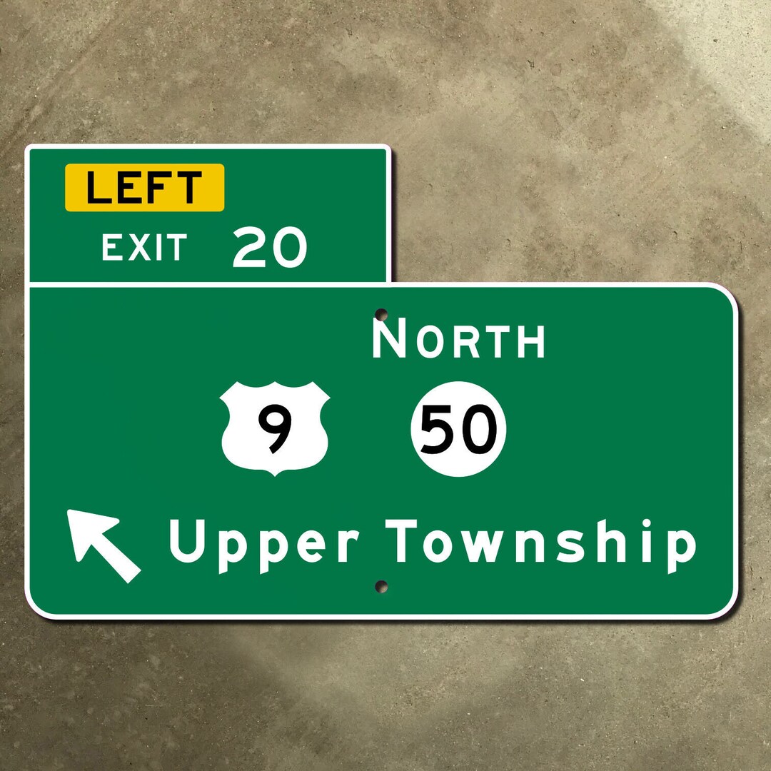New Jersey Parkway Exit 20 Upper Route 50 North Highway Road Sign ...