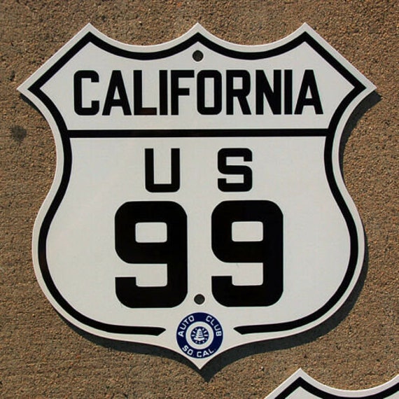 California ACSC US route 99 highway road sign auto club AAA | Etsy