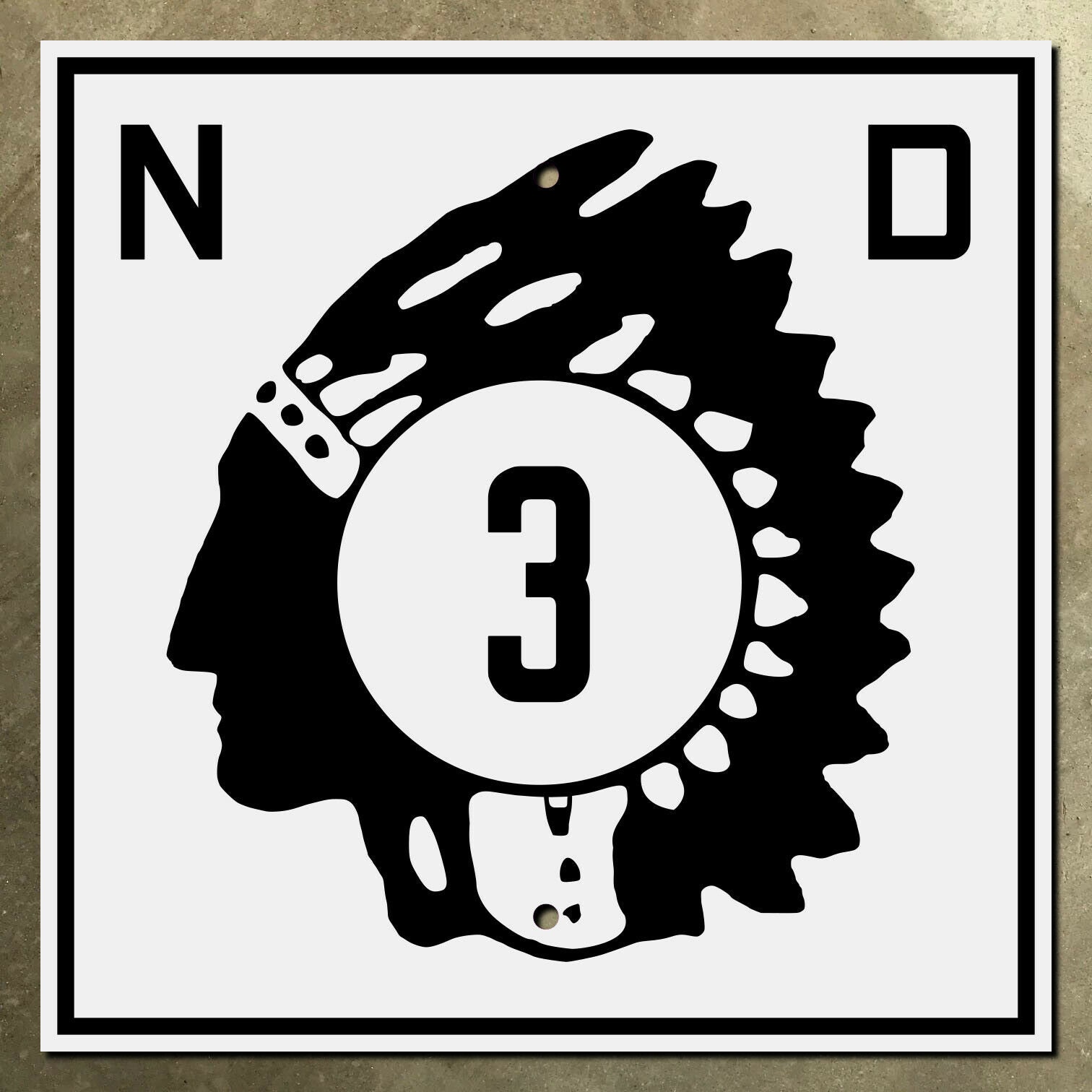 North Dakota Route 3 Highway Marker Road Sign Shield 1931 Native ...