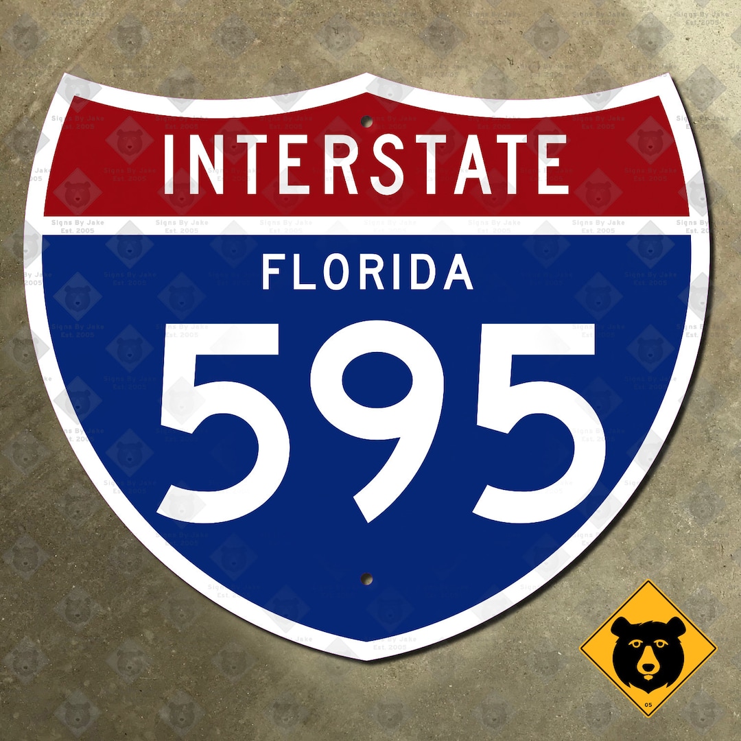 Florida Interstate 595 Route Marker Road Sign 1961 Sunrise Fort ...