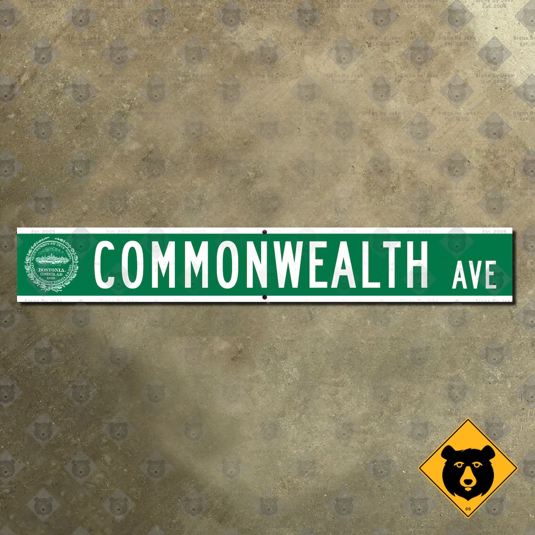 Boston Commonwealth Ave Marker Road Sign Public Garden University City ...