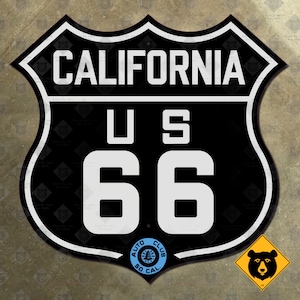 California US Route 66 Marker 1928 ACSC Mother Road Auto Club Sign AAA ...