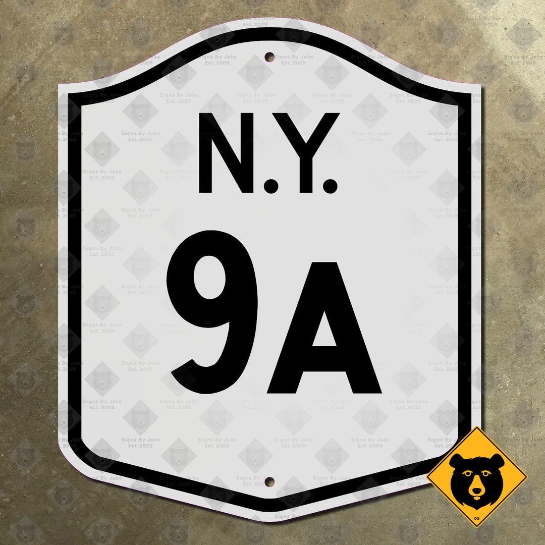 New York State Route 9A Highway Marker Road Sign Shield 1951 Battery ...