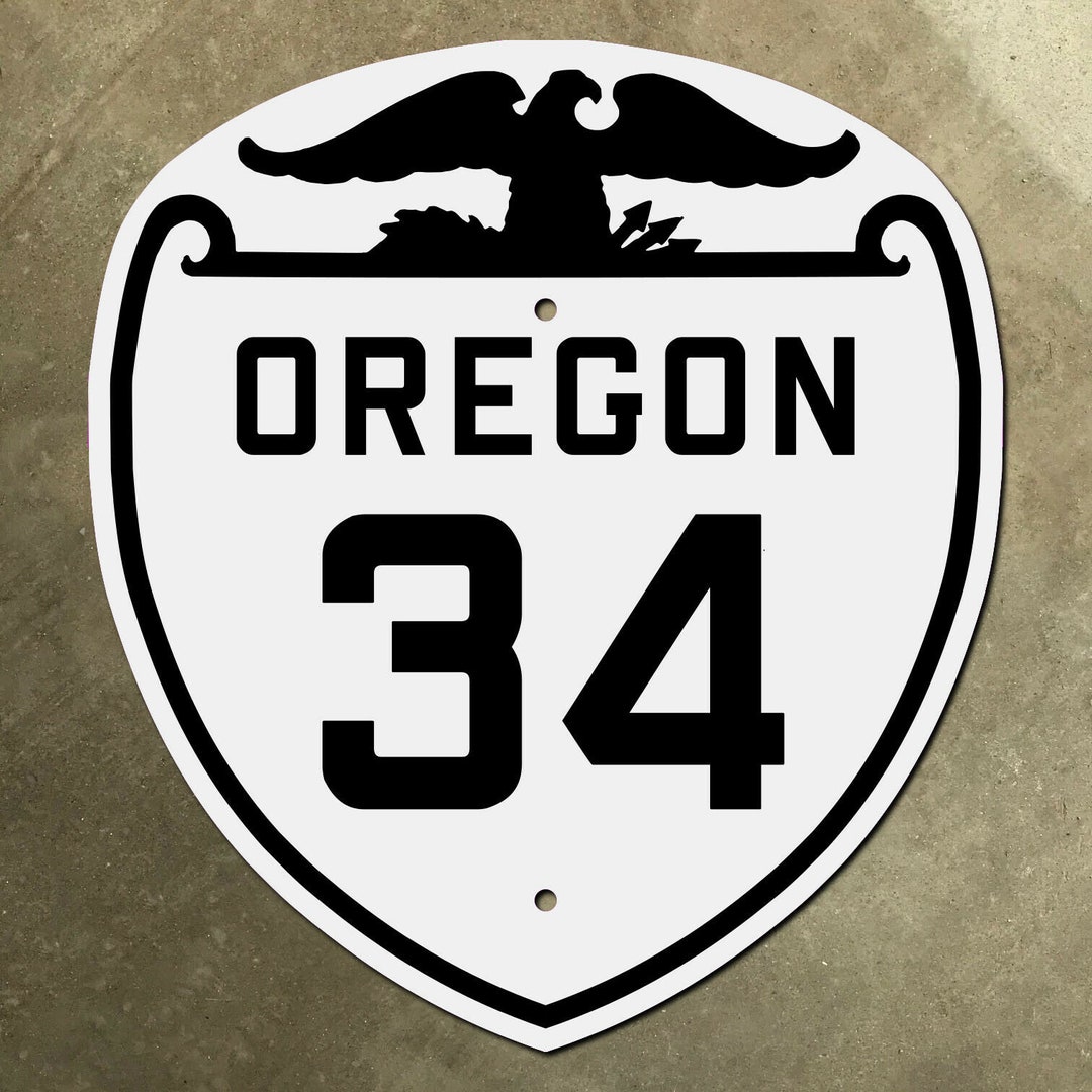 Oregon Route 34 Highway Marker Road Sign Shield Eagle 1928 Waldport ...
