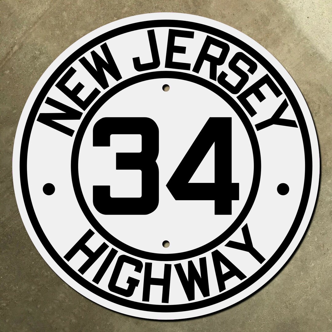 New Jersey State Route 34 Shield Highway Marker Road Sign 1927 - Etsy