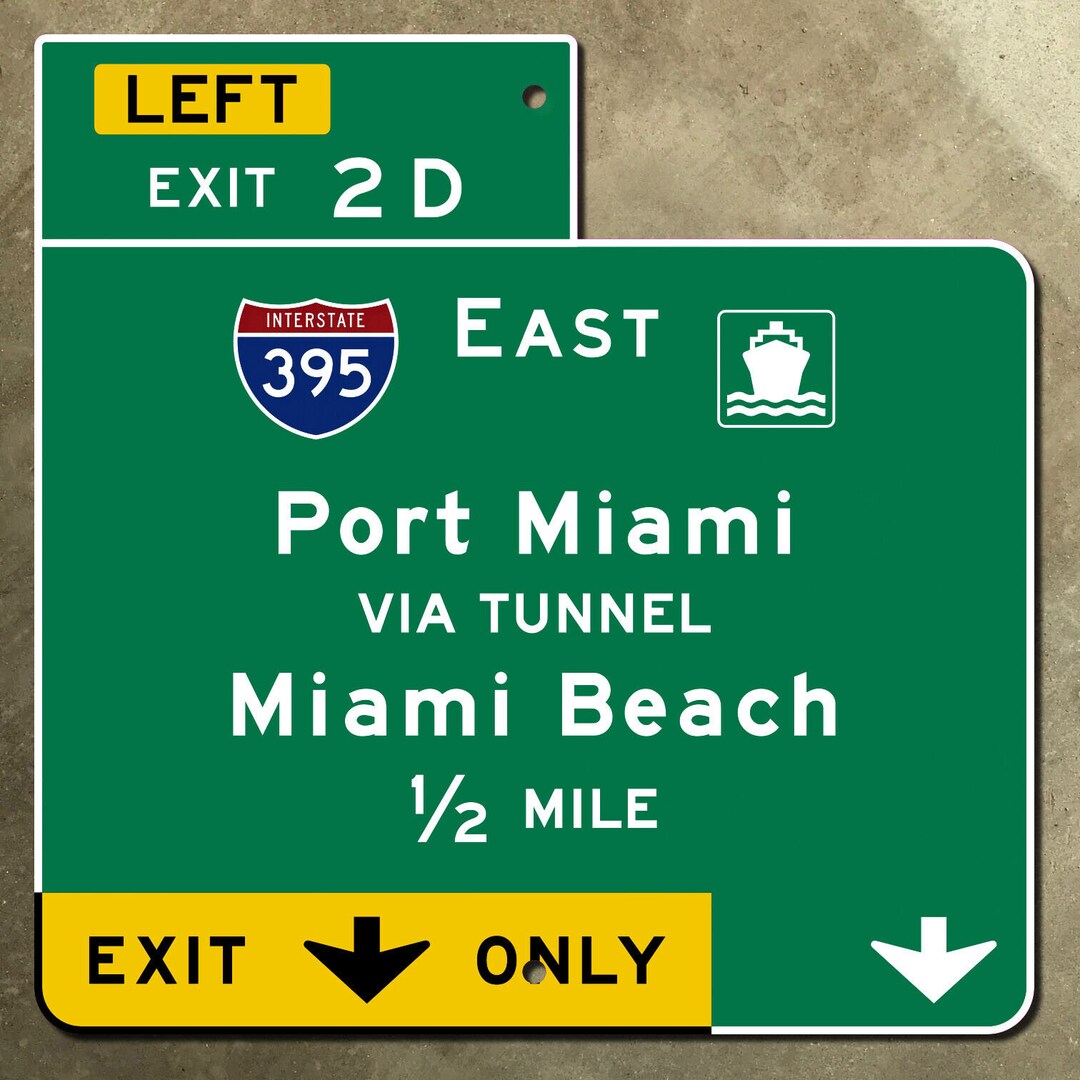 Florida Miami Beach Highway Marker Road Sign Exit 2D 395 Port Atlantic ...