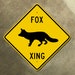 Fox Crossing Warning Highway Marker Road Sign Vixen Kit Foxes Wildlife ...