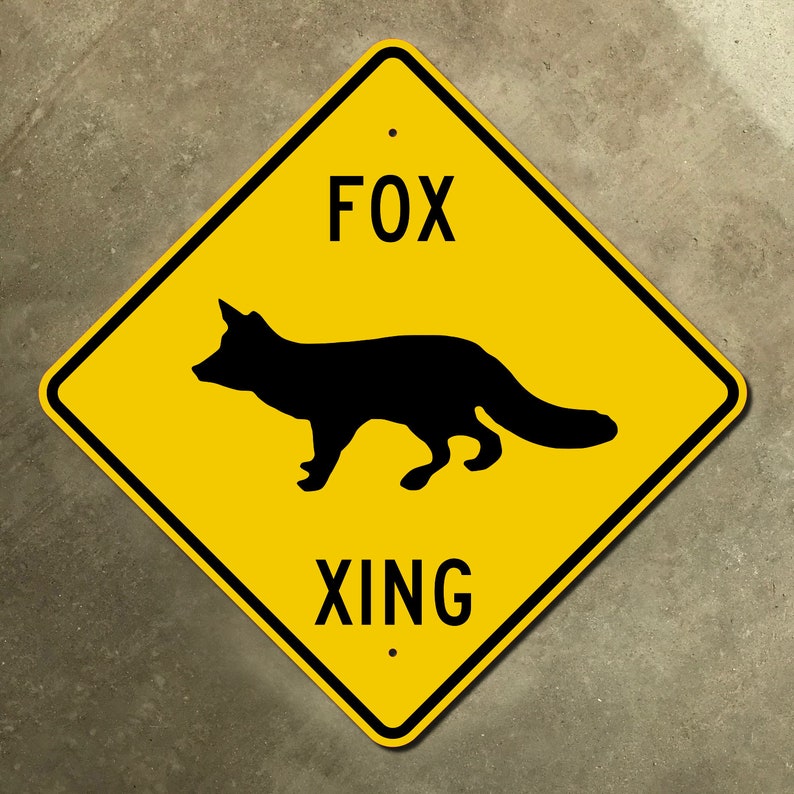Fox Crossing Warning Highway Marker Road Sign Vixen Kit Foxes - Etsy