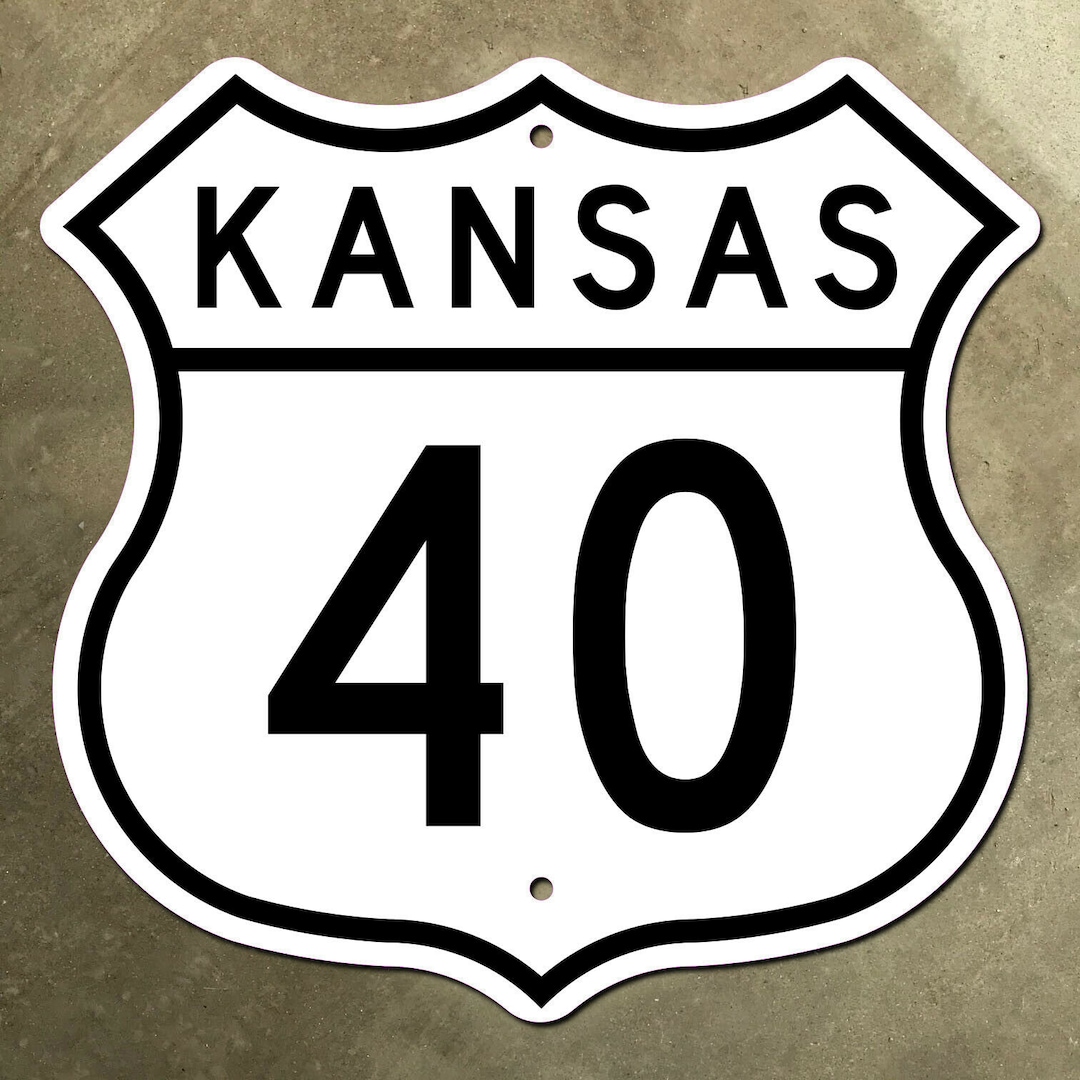 Kansas US Route 40 Highway Marker Road Sign 1954 Shield Victory Highway ...