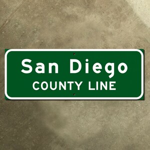 San Diego California County Line Highway Road Sign Green Freeway 1959 ...
