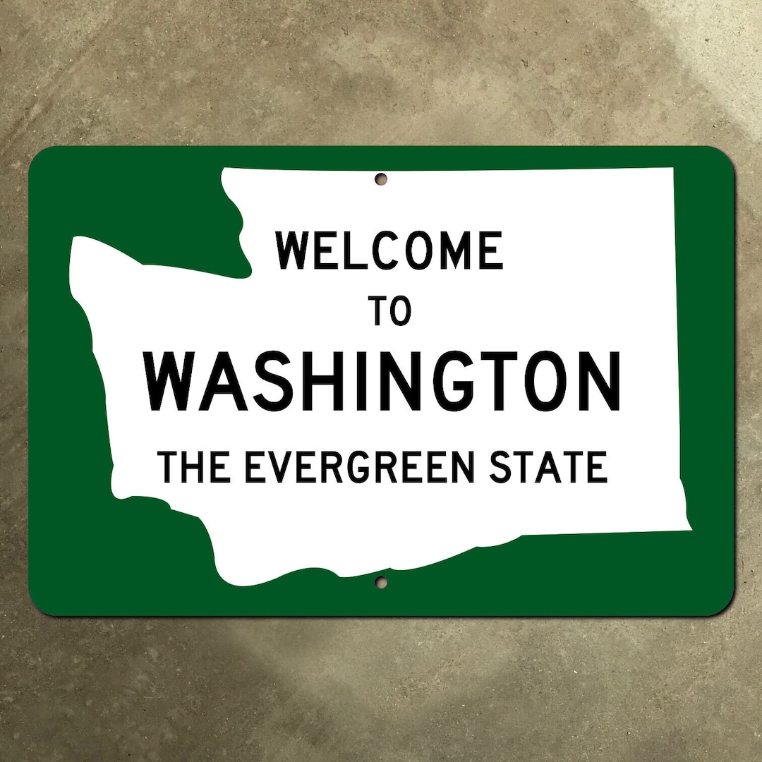 Washington State Line Highway Marker Road Sign Evergreen Map Outline ...