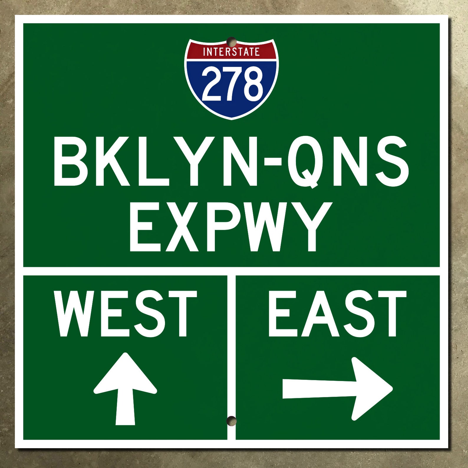 New York City Brooklyn Queens Expressway Highway Marker Road Sign 1965 ...