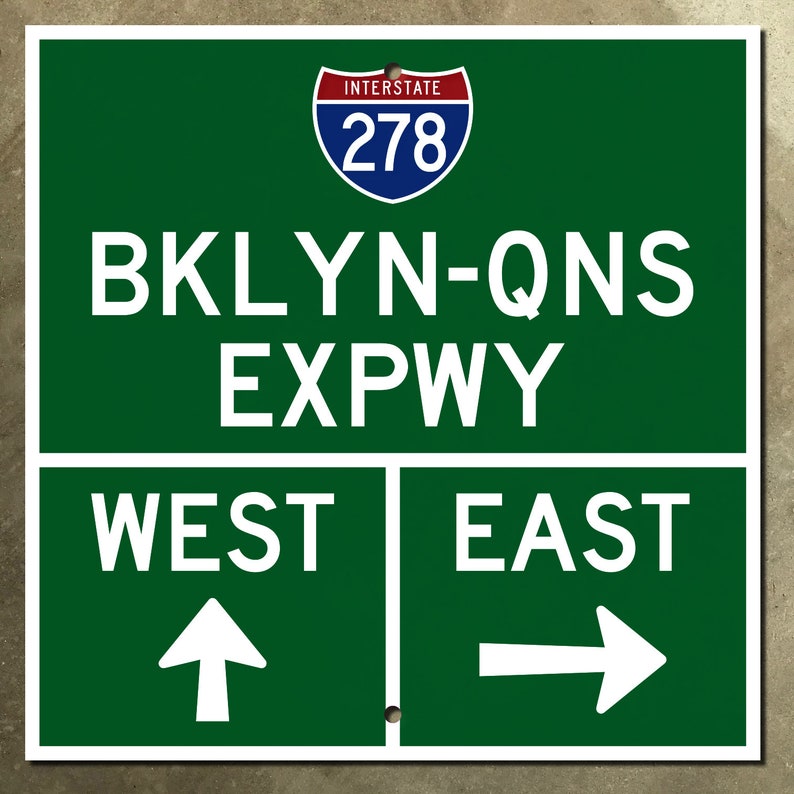 New York City Brooklyn Queens Expressway Highway Marker Road Sign 1965 ...