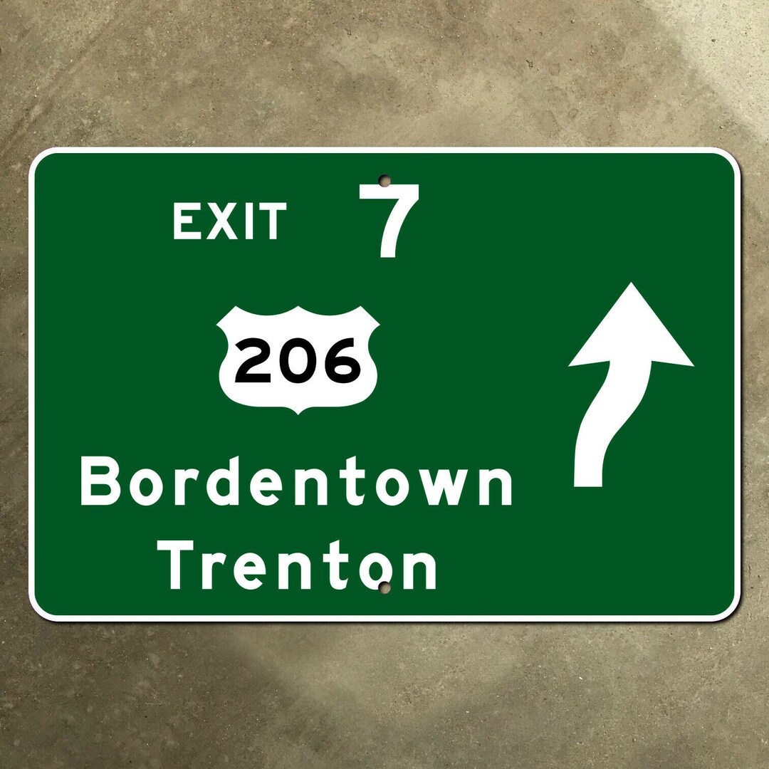 New Jersey Highway Marker Road Sign Exit 7 Trenton Arrow Turnpike 1961 ...