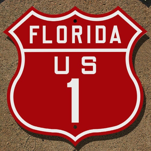Florida US Route 1 Highway Marker Road Sign Key West Overseas - Etsy UK